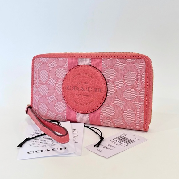 Coach | Bags | Coach Dempsey Large Phone Wallet In Signature Jacquard ...